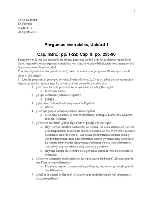Preguntas Esenciales Unidad 6 - Dr. Parrack SPAN 3312 Preguntas ...