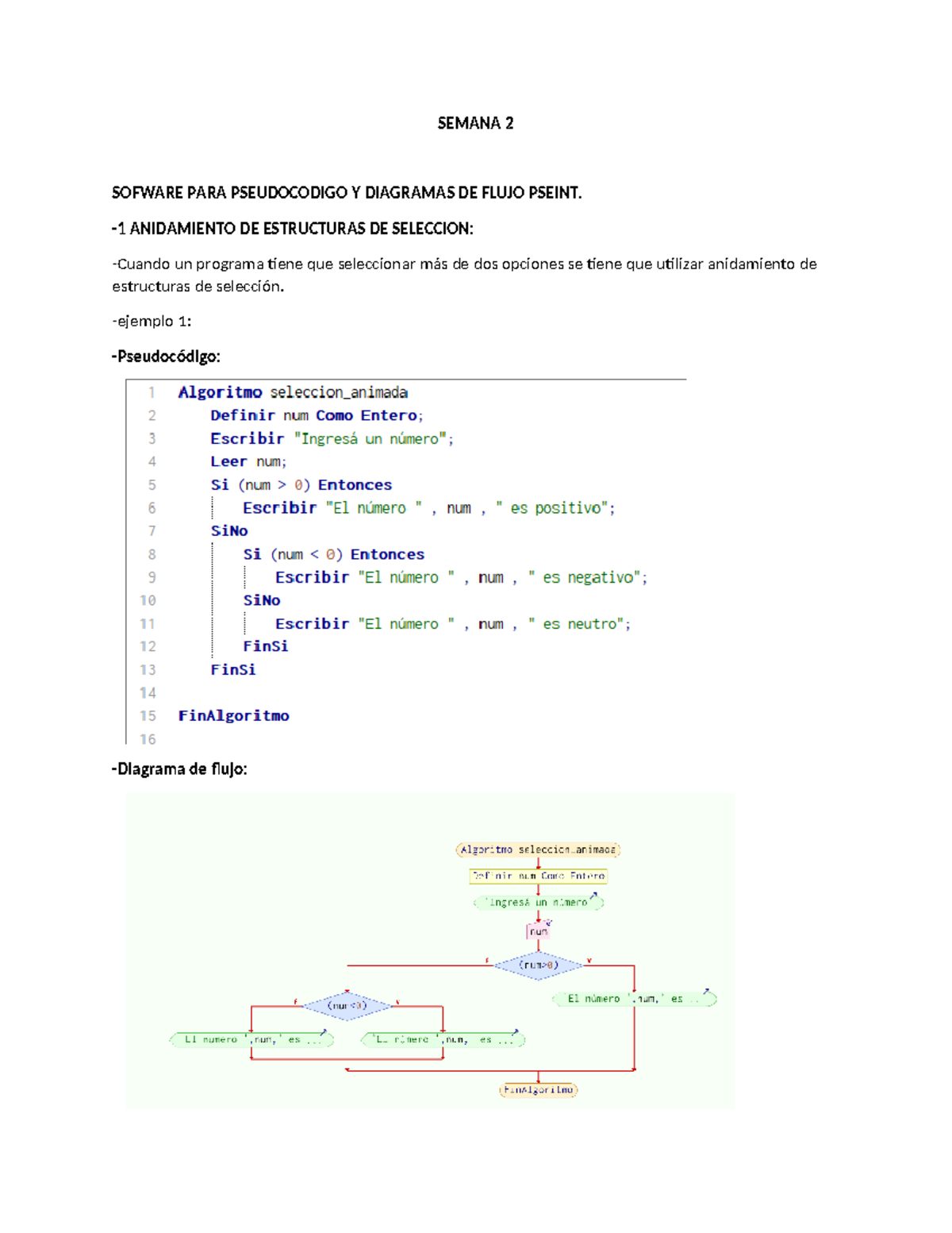 Semana 2 - SEMANA 2 SOFWARE PARA PSEUDOCODIGO Y DIAGRAMAS DE FLUJO PSEINT. -1 ANIDAMIENTO DE ...