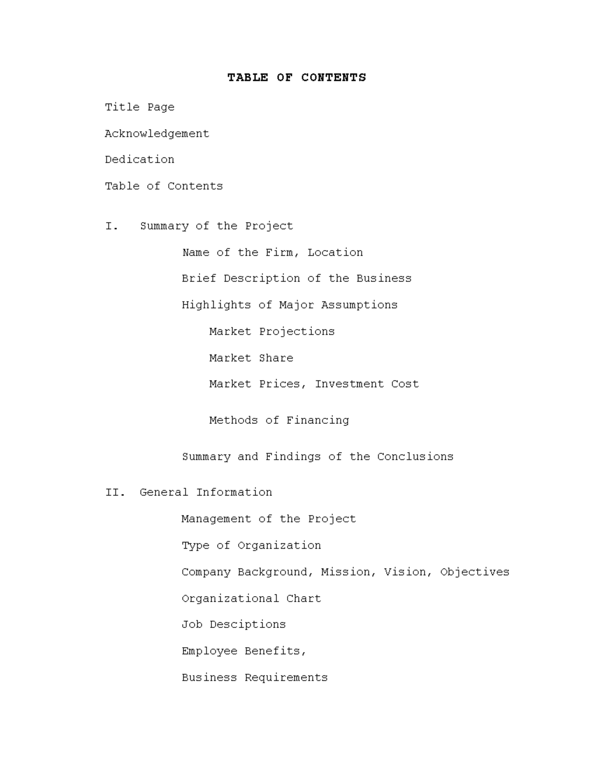 Template-for-Feasibility-Study 032623 - TABLE OF CONTENTS Title Page ...