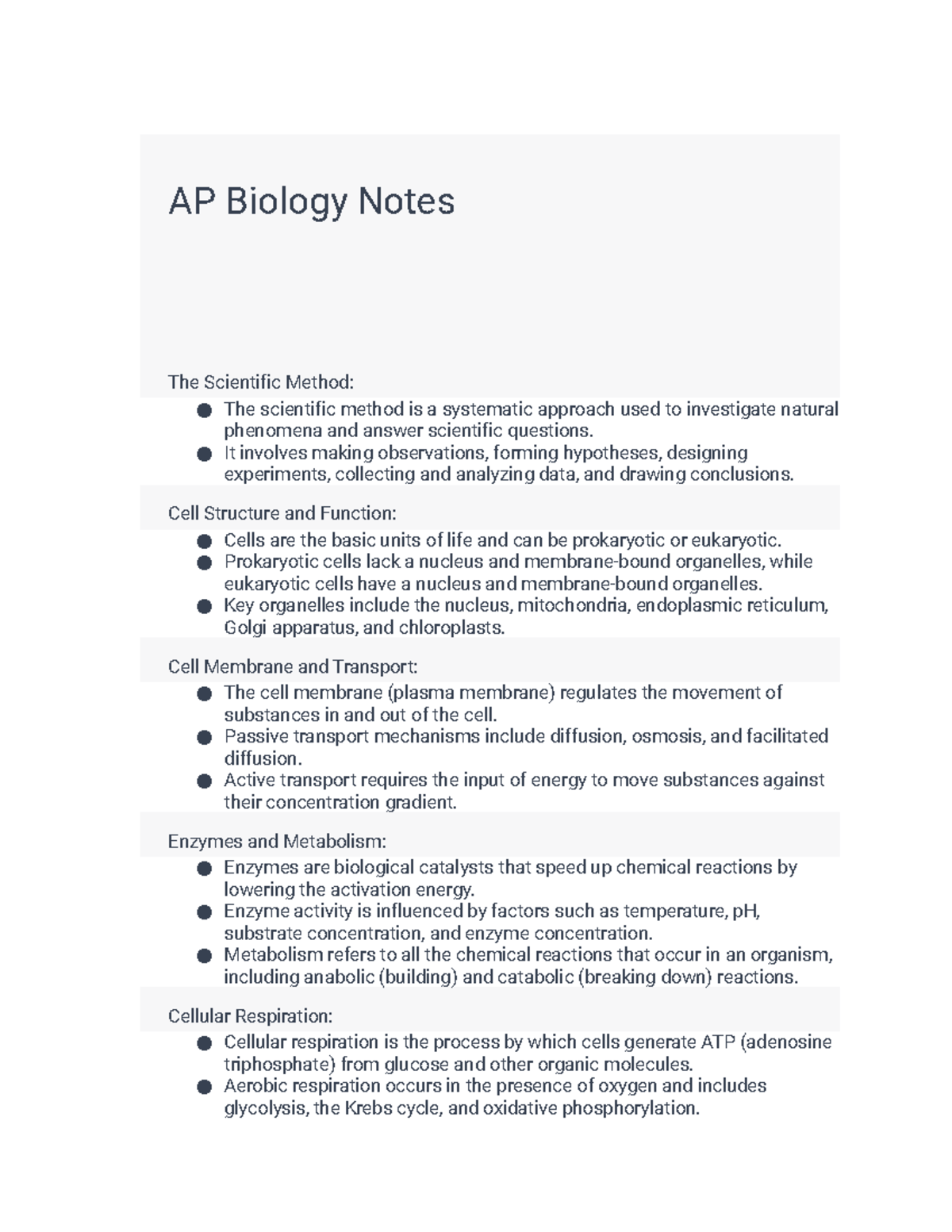 AP Biology Notes - AP Biology Notes The Scientific Method: The ...