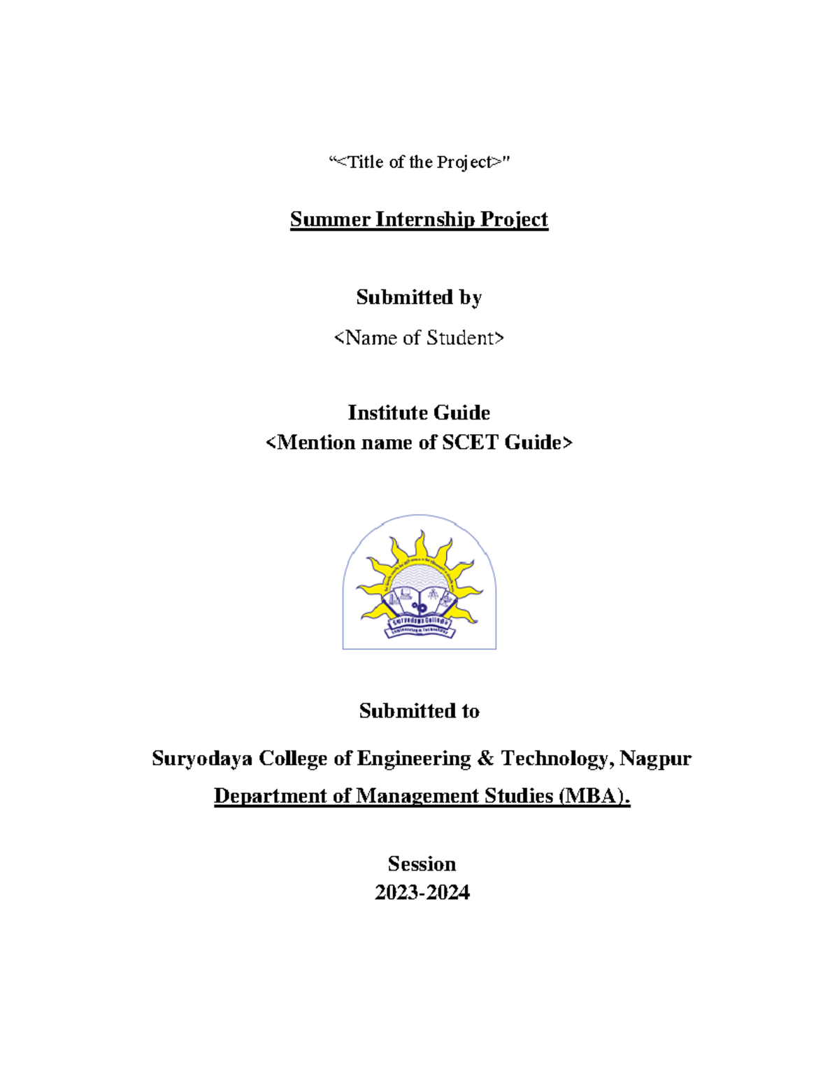 SCET SIP Report Format - Jai shree ram jai bageshwar balaji sarkar