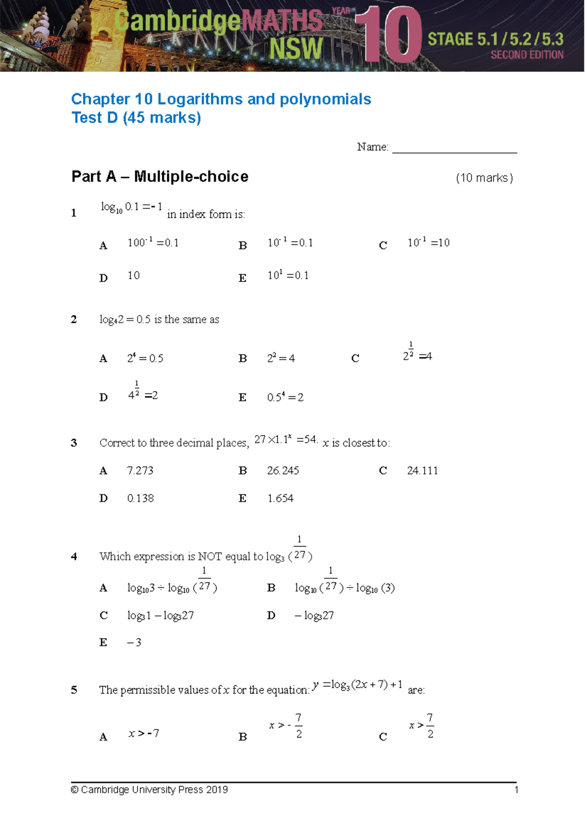 Camb Maths 10 5 - ftyftyftyfrty - Chapter 10 Logarithms and polynomials ...