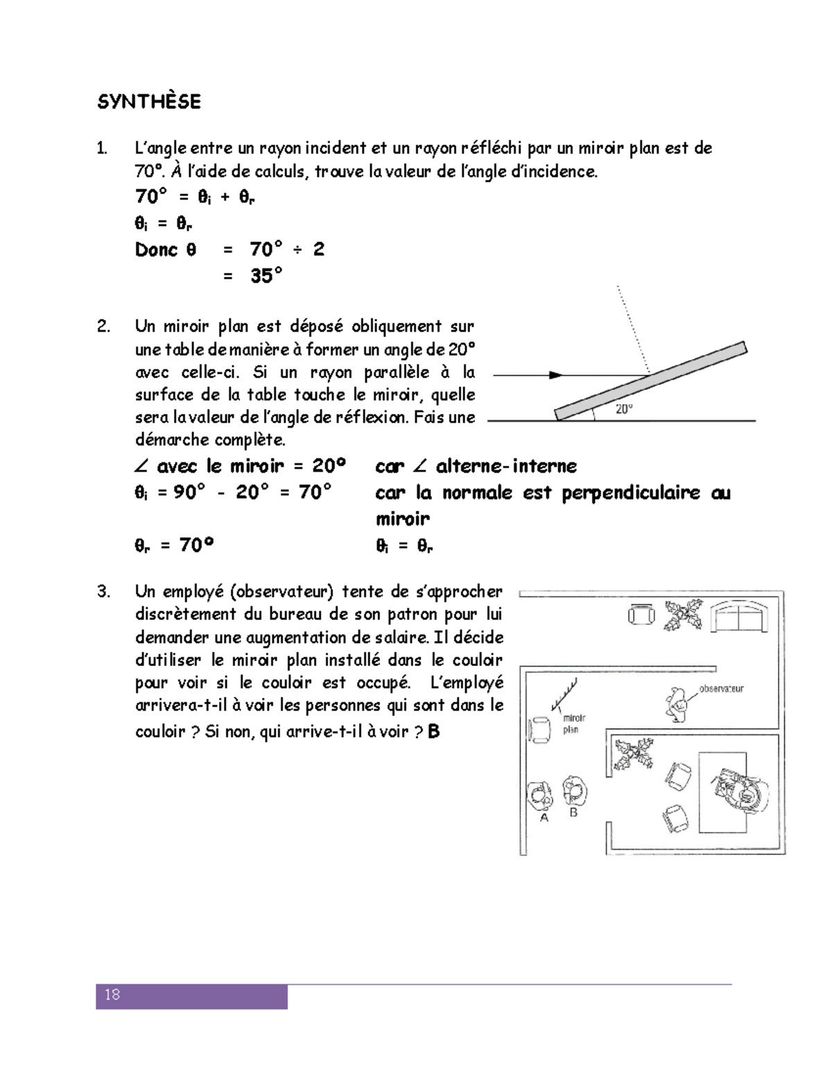Physique - Optique- Réflexion spéculaire - 1 - Exercices ...