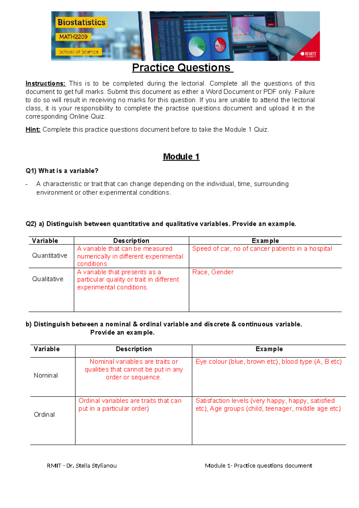 Practice Questions Module 1-2 - Practice Questions Instructions: This ...