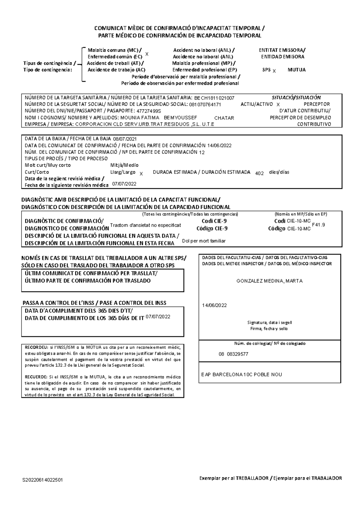 Informes - Para preparar tu examen. - COMUNICAT MÈDIC DE CONFIRMACIÓ D ...