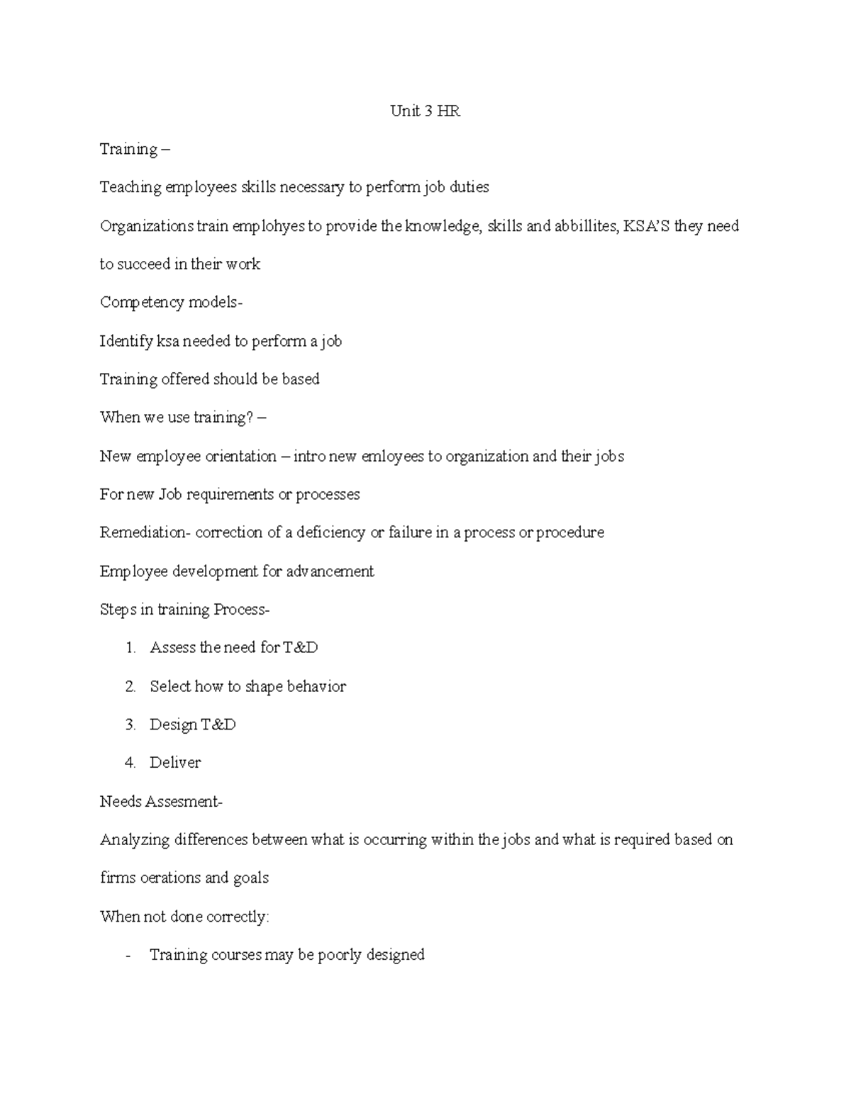 Unit 3 HR - Unit 3 Chapters - Unit 3 HR Training – Teaching employees ...