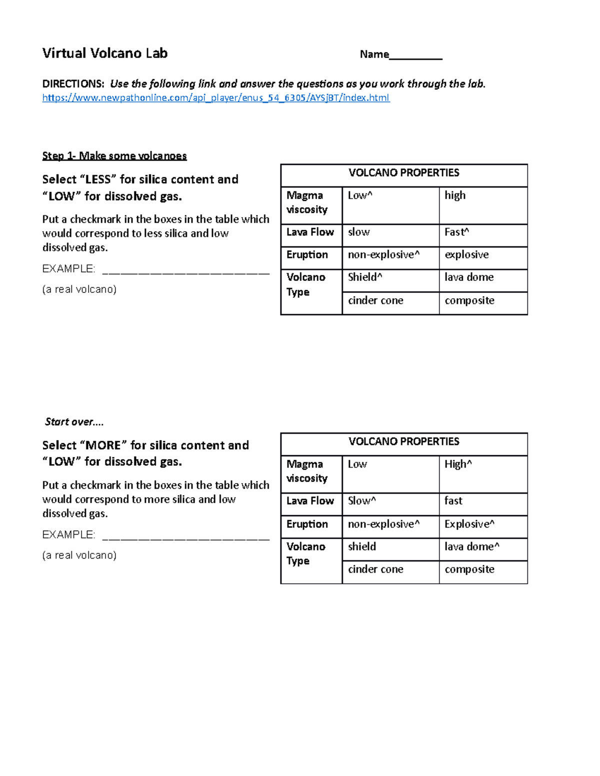 Virtual+Volcano+Lab - a lab - Virtual Volcano Lab Name ...
