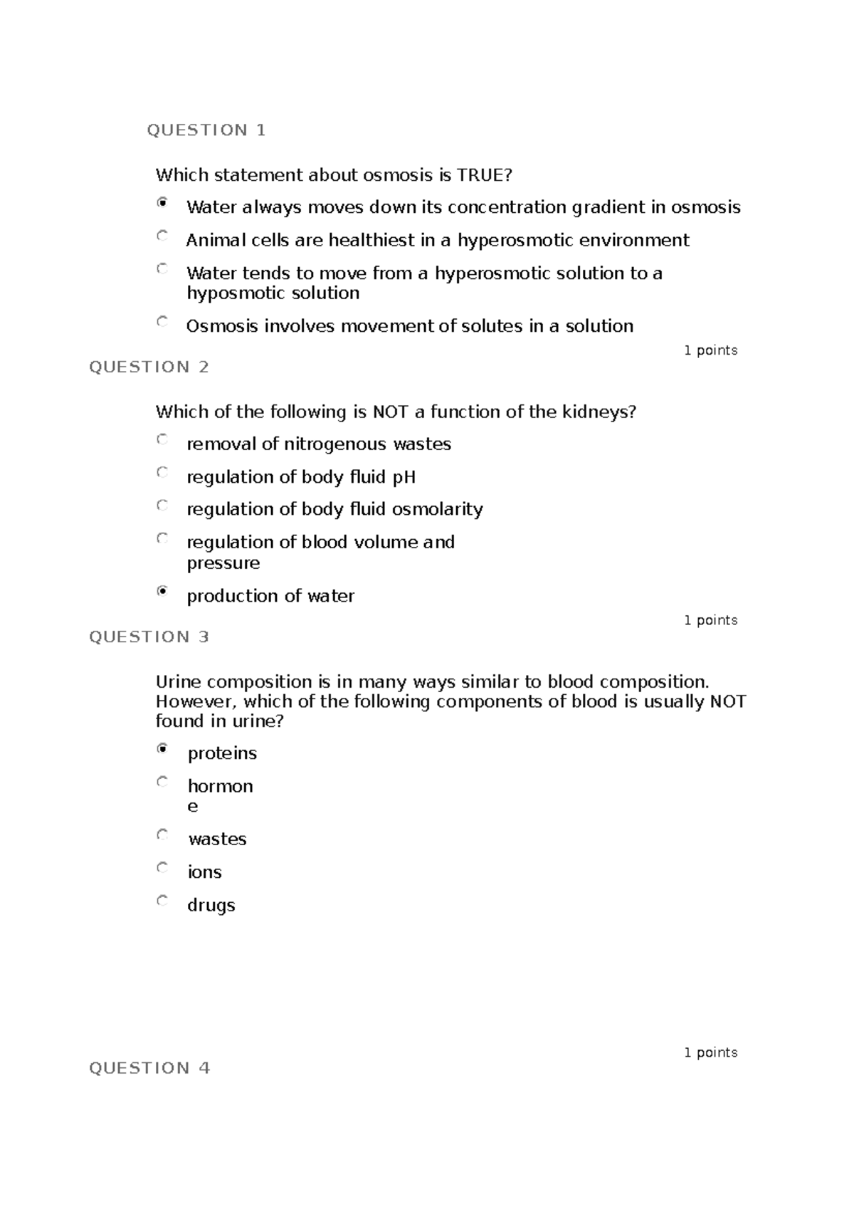 QUIZ - 5 - with answer copy - QUESTION 1 Which statement about osmosis ...