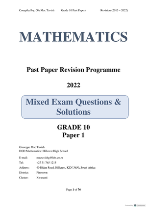 Gr 12 2020 Mathematics Paper 2 - Topic Revision Questions - Mathematics ...