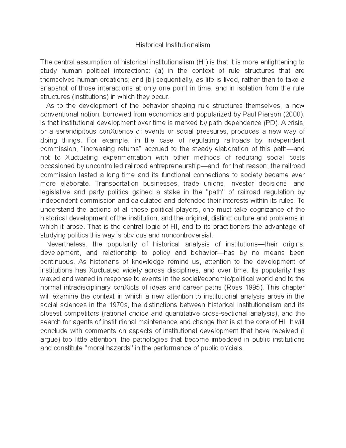 3 Historical Institutionalism - Historical Institutionalism The central ...