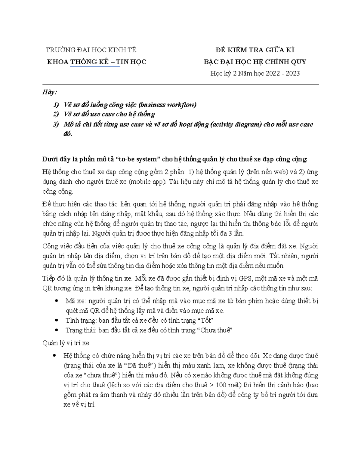 47K21 - hkh - TRƯỜNG ĐẠI HỌC KINH TẾ KHOA THỐNG KÊ – TIN HỌC ĐỀ KIỂM ...