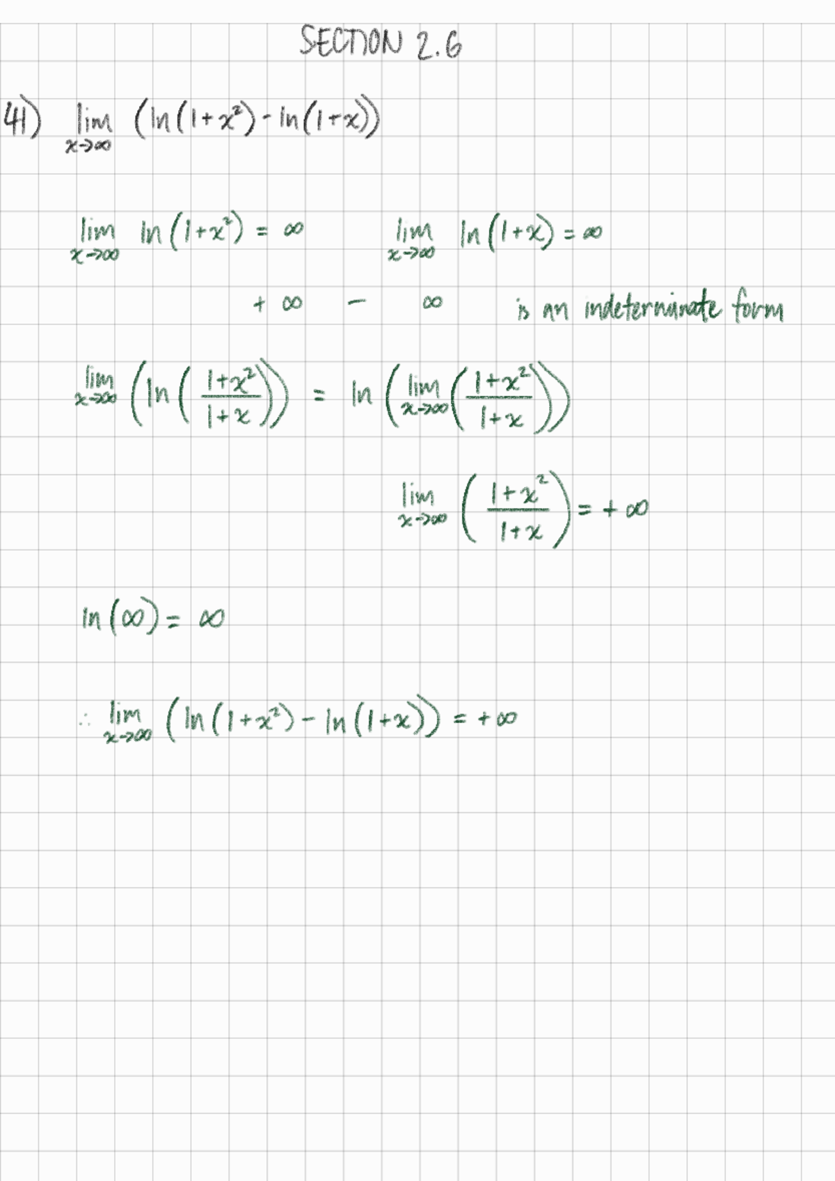 Assignment #1 Elena Halmaghi's class - SECTION 2 41) lim (in (it 22 ...