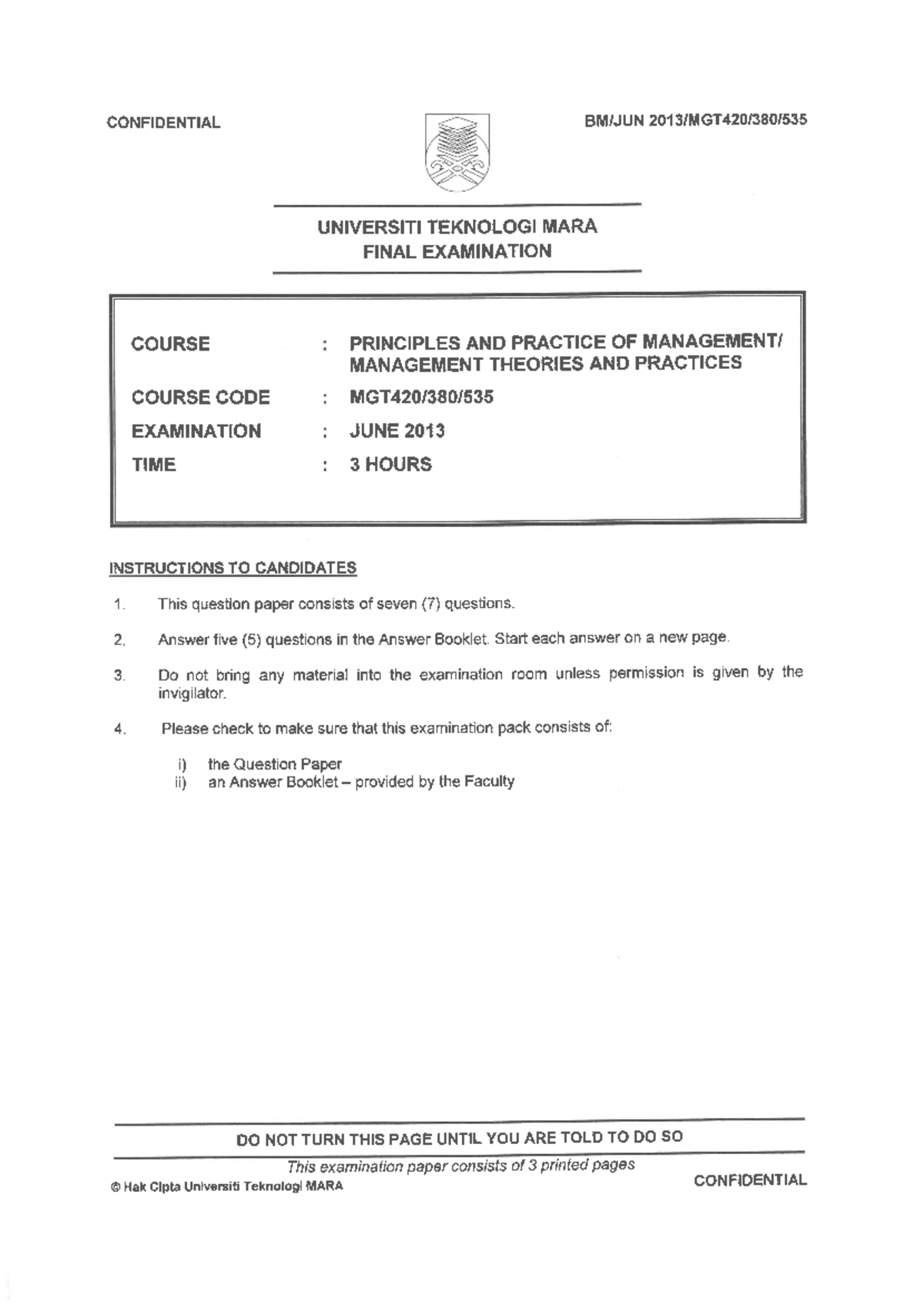 MGT420 2013 2 - Principles and Practice of Management - Studocu
