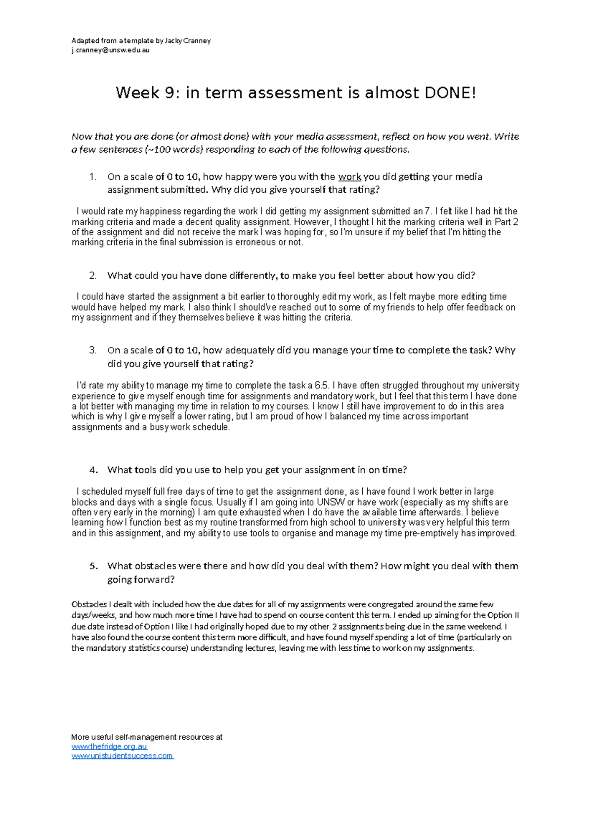 Week9a final submission - Adapted from a template by Jacky Cranney j ...