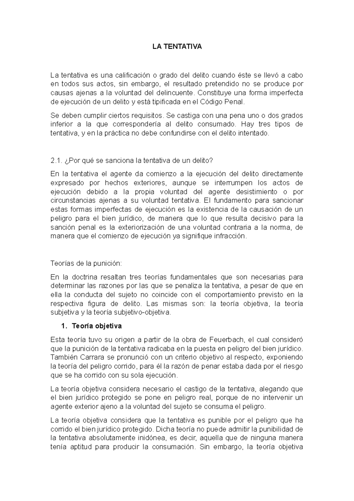 Teorias de la Punicion : obtetiva,subjetiva,impresion ,funcionalista ...