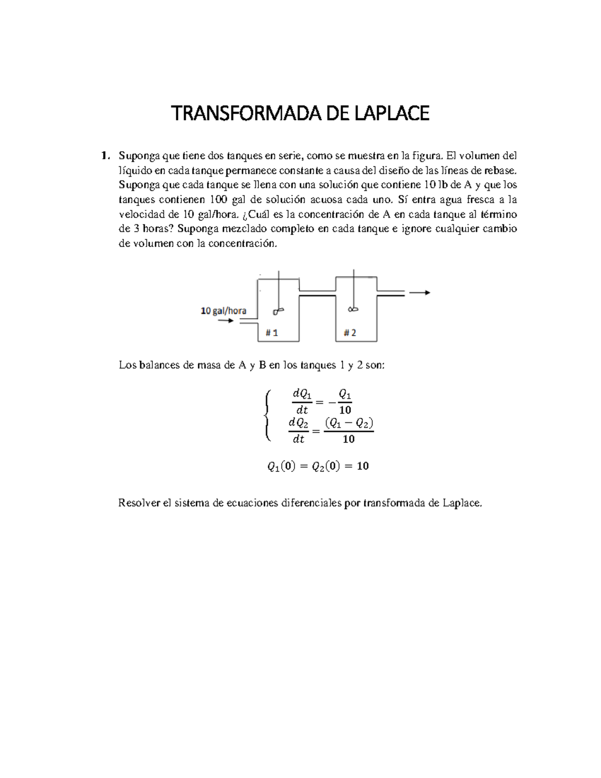 Métodos númericos - Warning: TT: undefined function: 32 TRANSFORMADA DE LAPLACE Suponga que ...