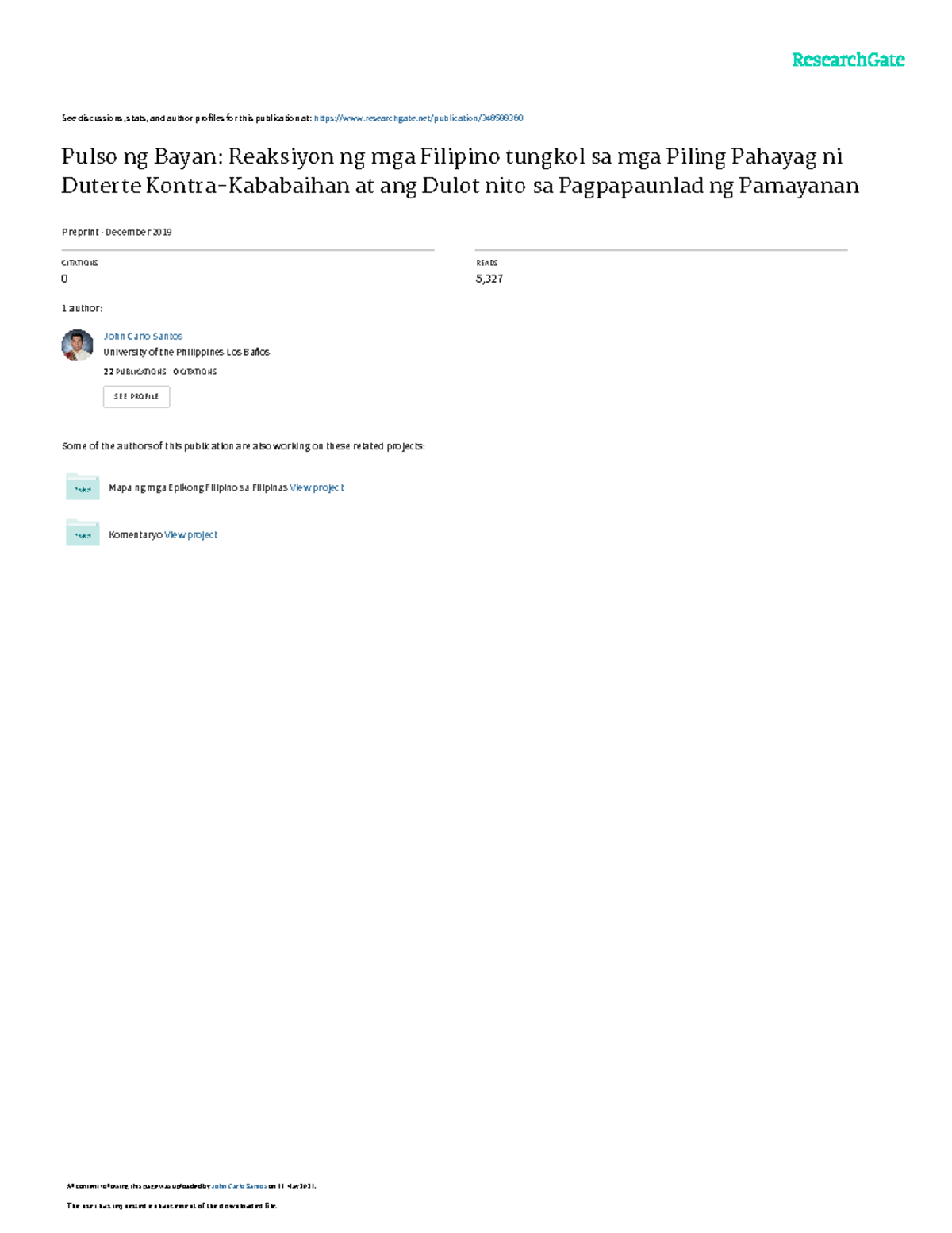 Jc Santos-Pulsong Bayan-Dalumat - See discussions, stats, and author ...