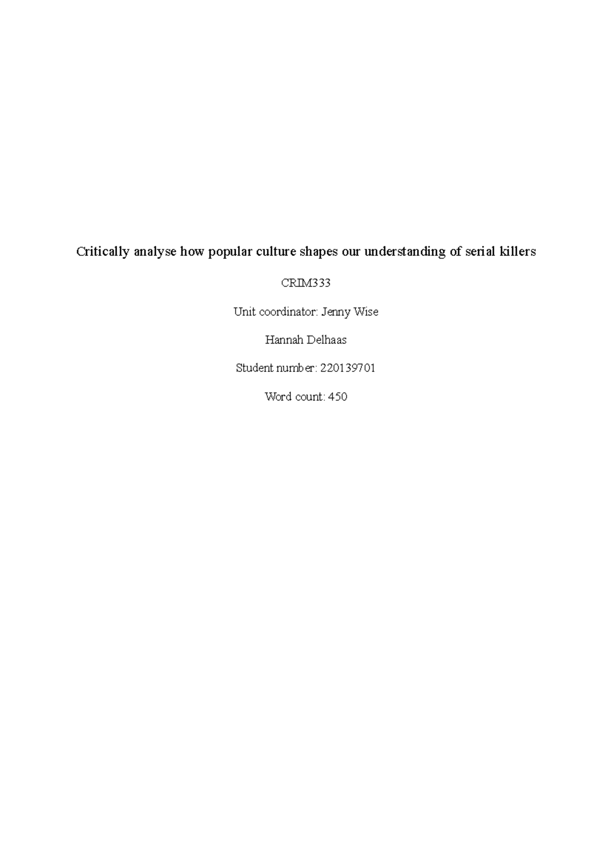 Serial Killers in pop culture - Critically analyse how popular culture ...