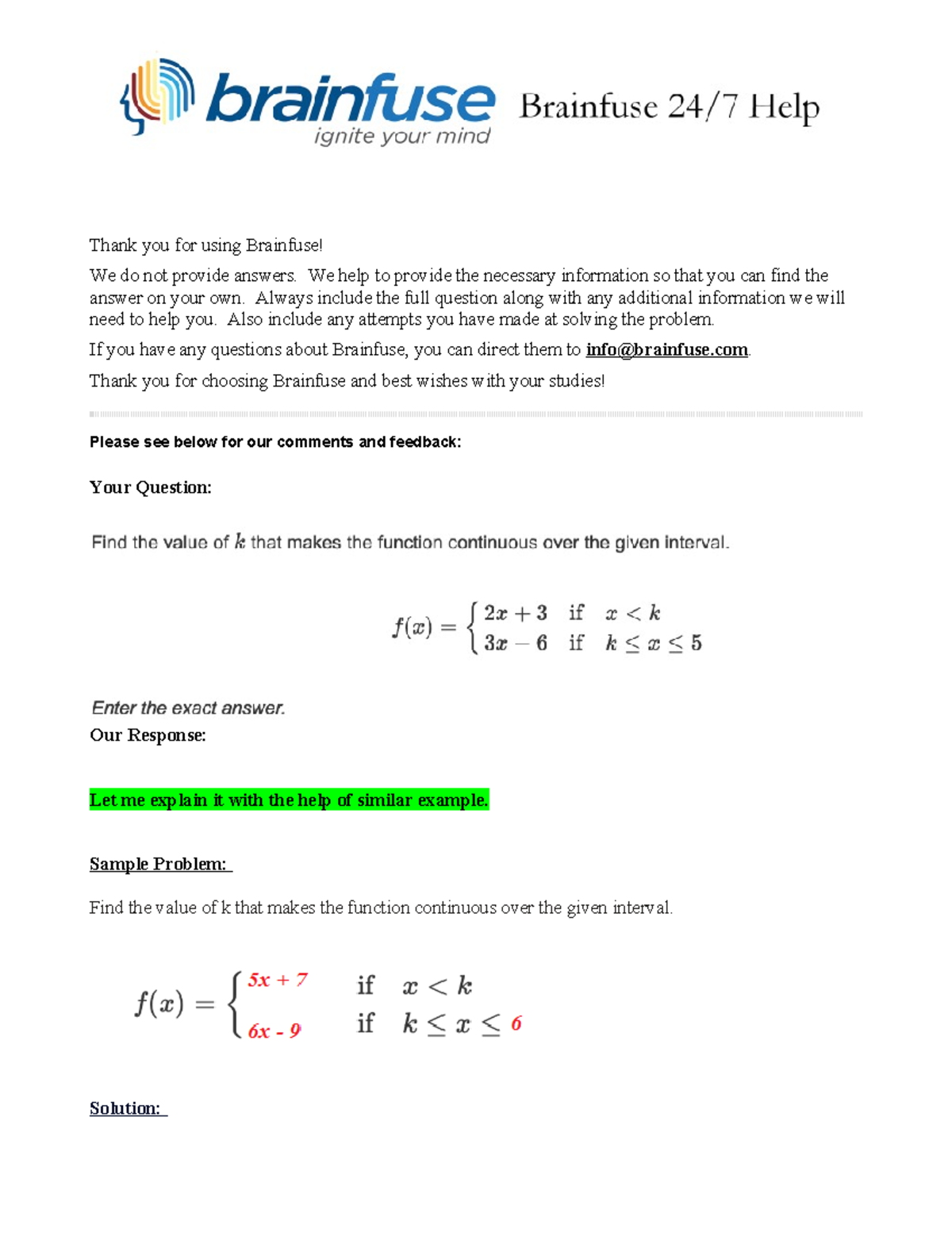 Brainfuse Help Guide: Tips for Effective Question Submission - Thank ...