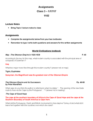 Class 8 - (2-2-17)-1102 - Assignments Class 8 (2/2/17) 1102 Bring Topic ...