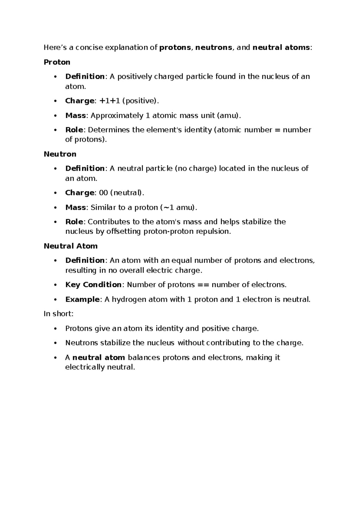 Atoms - ATOM - Here’s a concise explanation of protons, neutrons, and ...