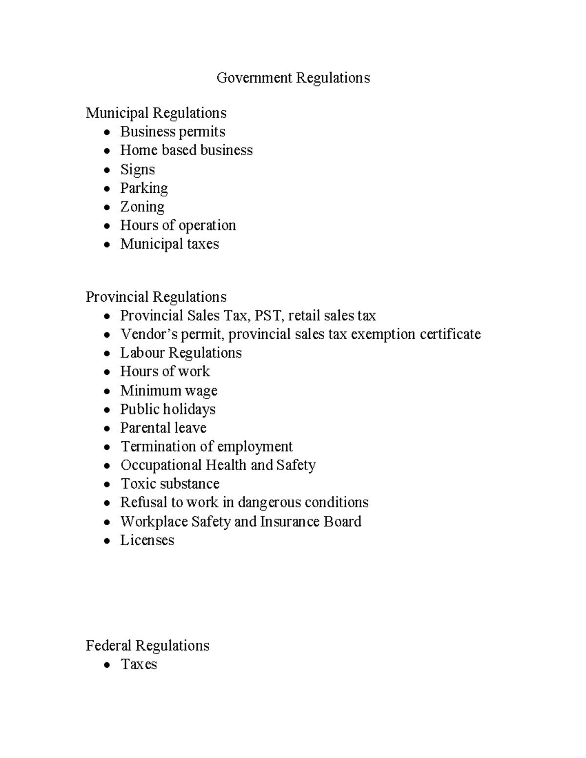 Government Regulations - - Studocu