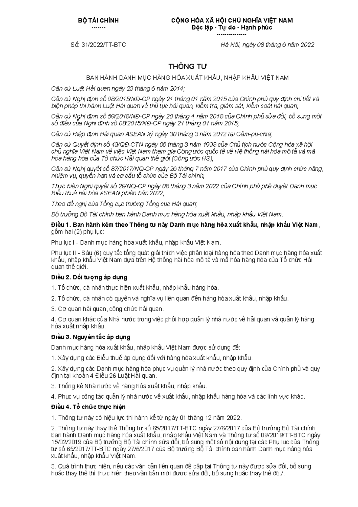 31 2022 TT-BTC 343978 - ghjk - BỘ TÀI CHÍNH - CỘNG HÒA XÃ HỘI CHỦ NGHĨA ...