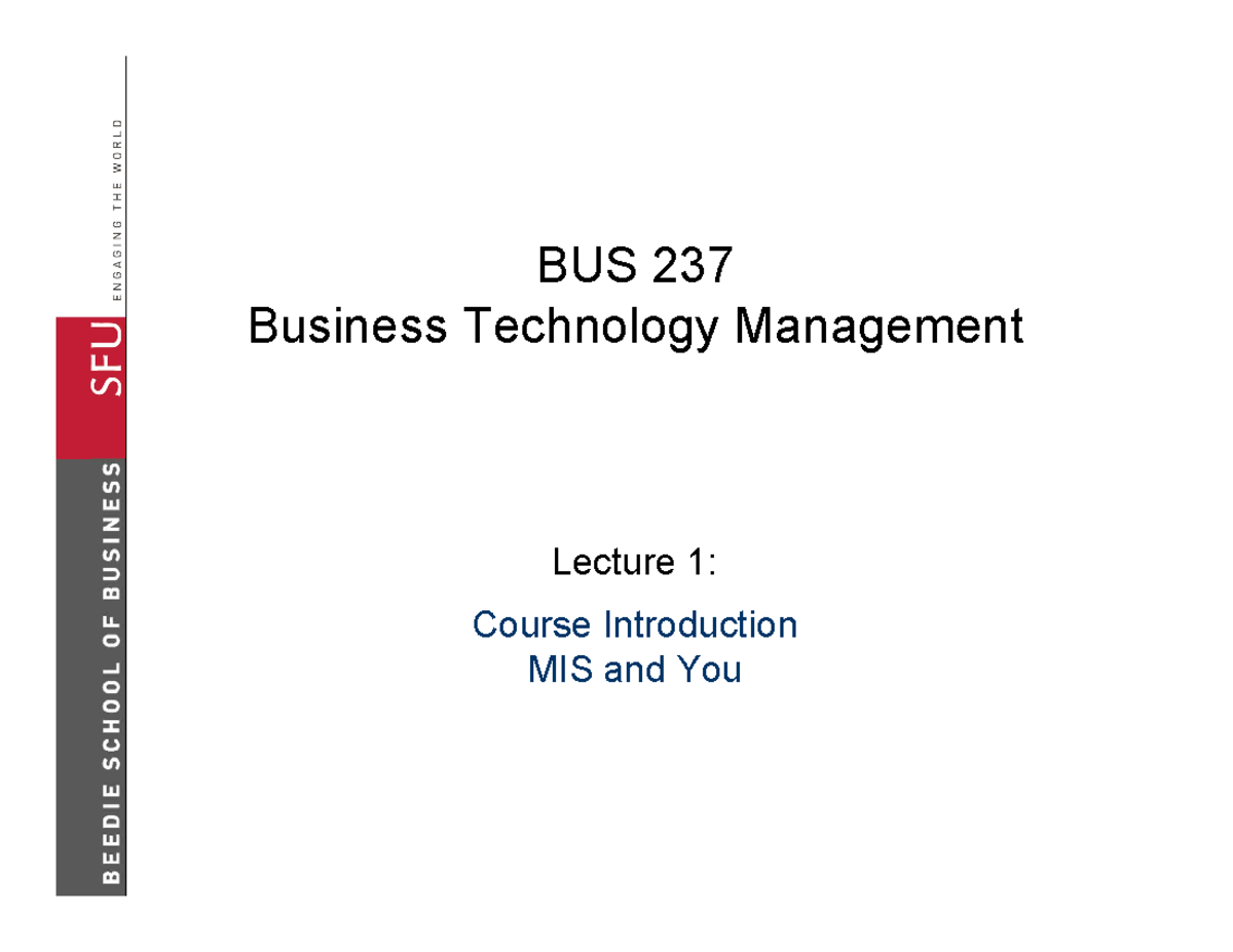 BUS237 L01 2022 Canvas - lec 1 - BUS 237 Business Technology Management ...
