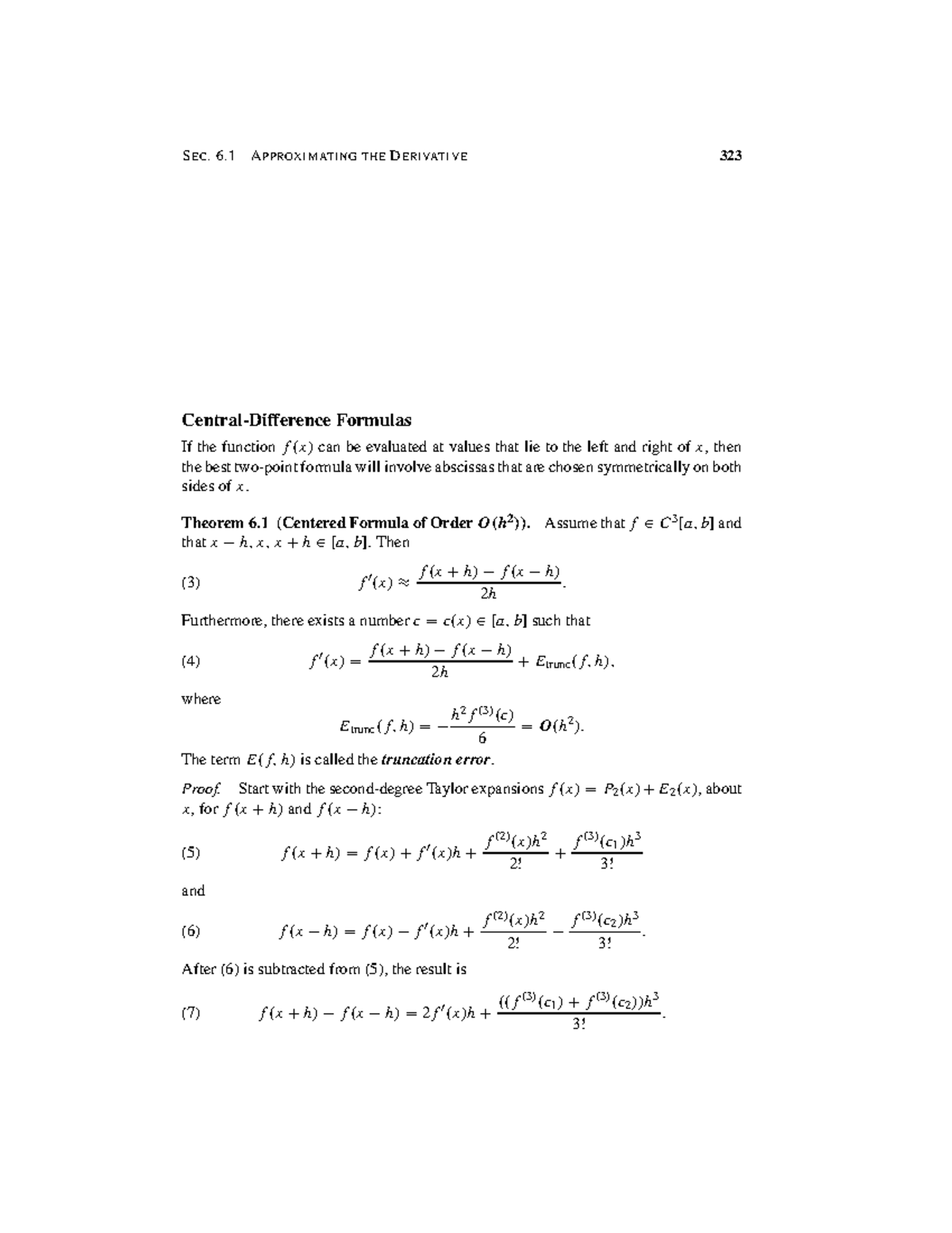 QN7c - Theorem 6.2 Finite Difference Formulas - SEC.6 APPROXIMATING THEDERIVATIVE 323 - Studocu