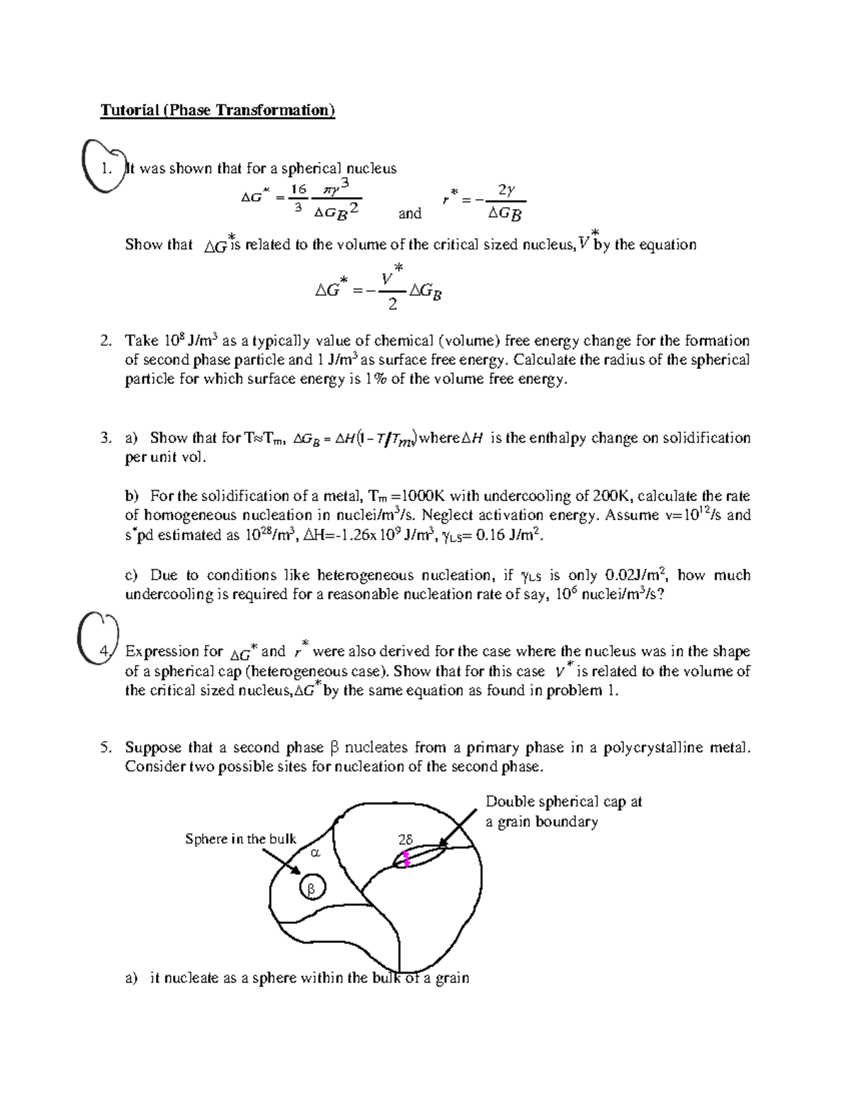 Tutorial Chapter 4 231121 133951 - Tutorial (Phase Transformation) It was shown that for a ...