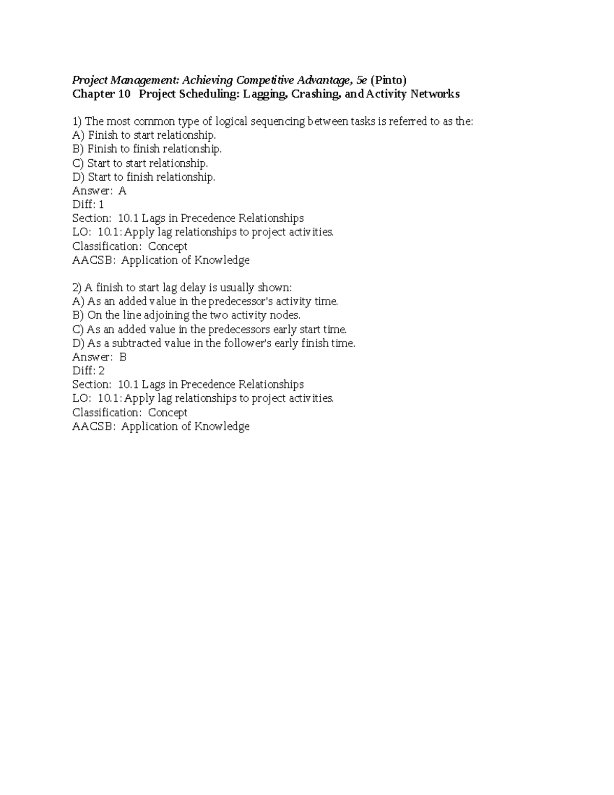 Chapter 10 - note - Project Management: Achieving Competitive Advantage ...