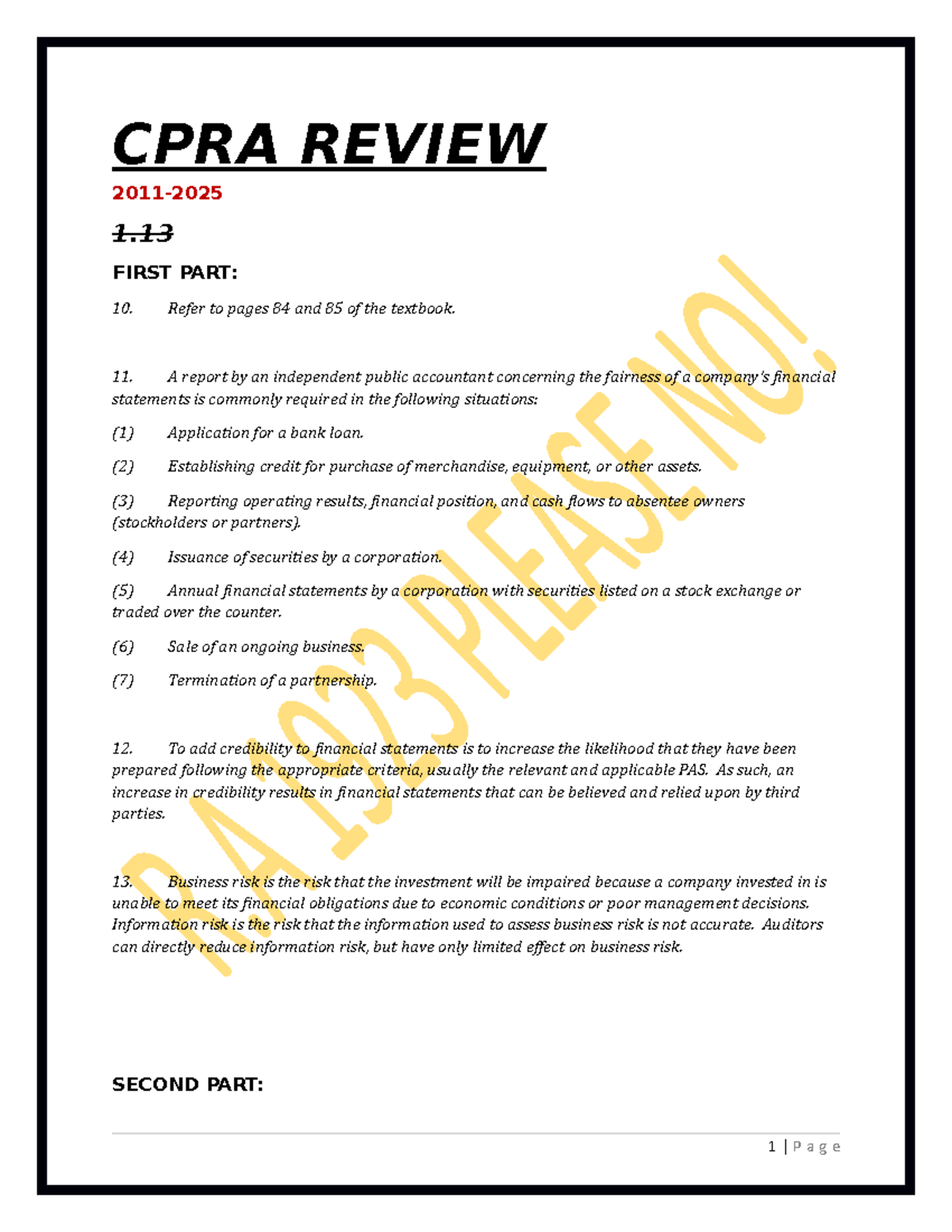 CPRA Review - P1 - a. Yes. In a revocable transfer, it is not necessary ...
