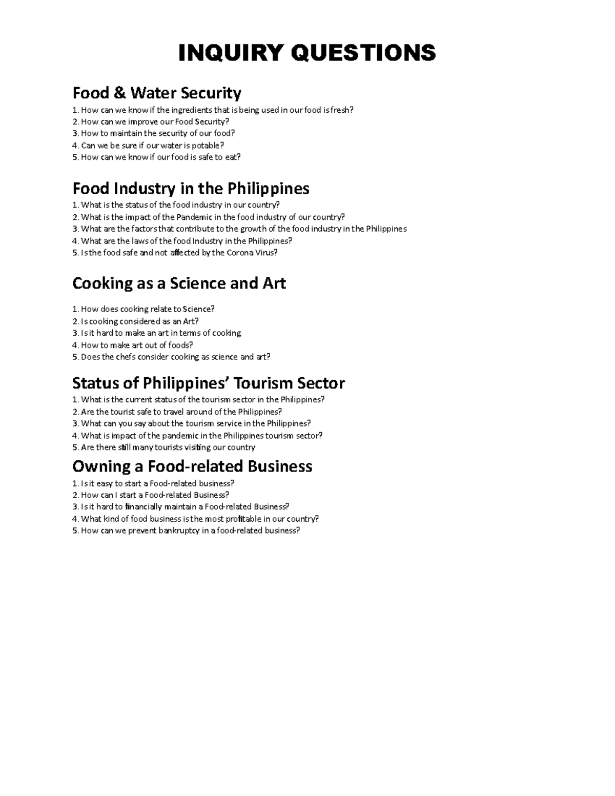 Inquiry-Questions-HE - INQUIRY QUESTIONS Food & Water Security How can ...