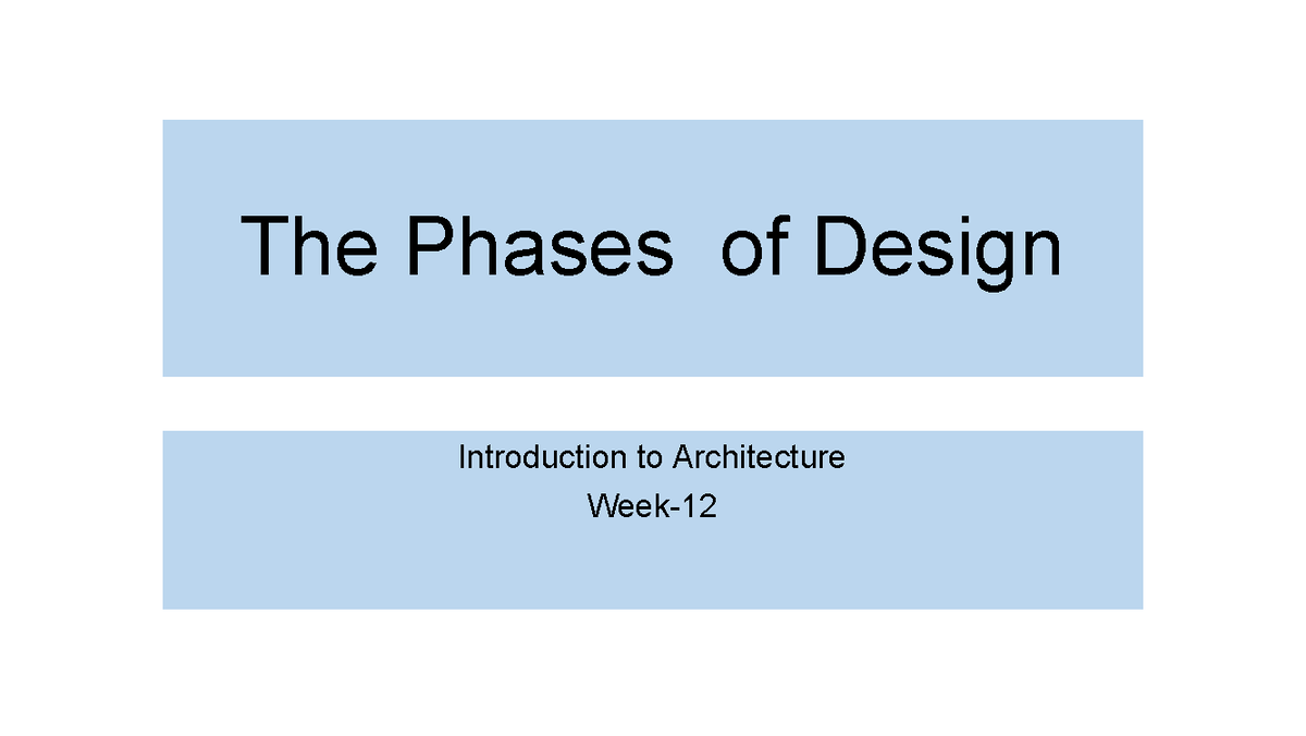 Phases of Design - Lecture notes - The Phases of Design Introduction to ...