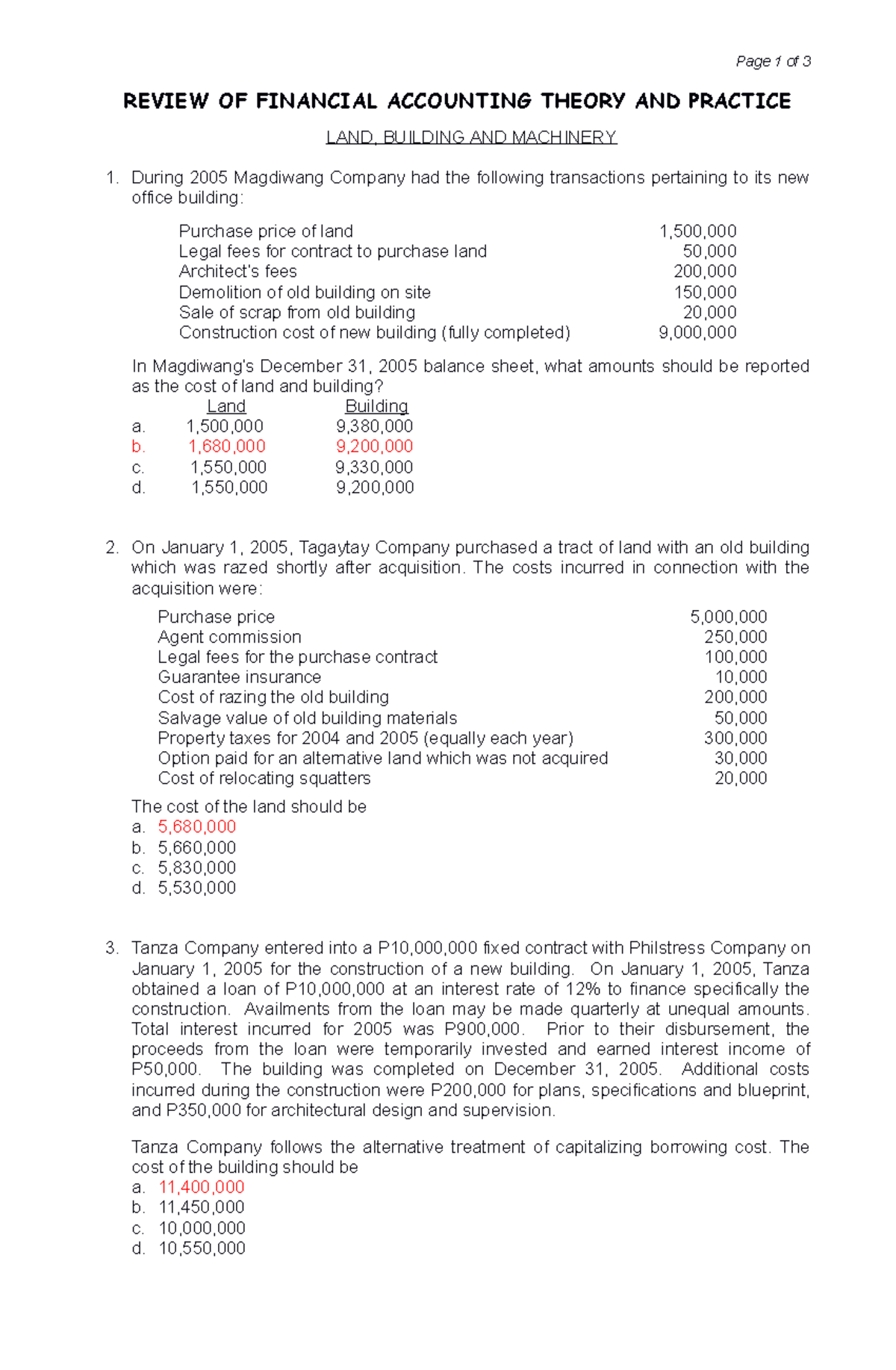 17 Land building machinery - Page 1 of 3 REVIEW OF FINANCIAL ACCOUNTING ...