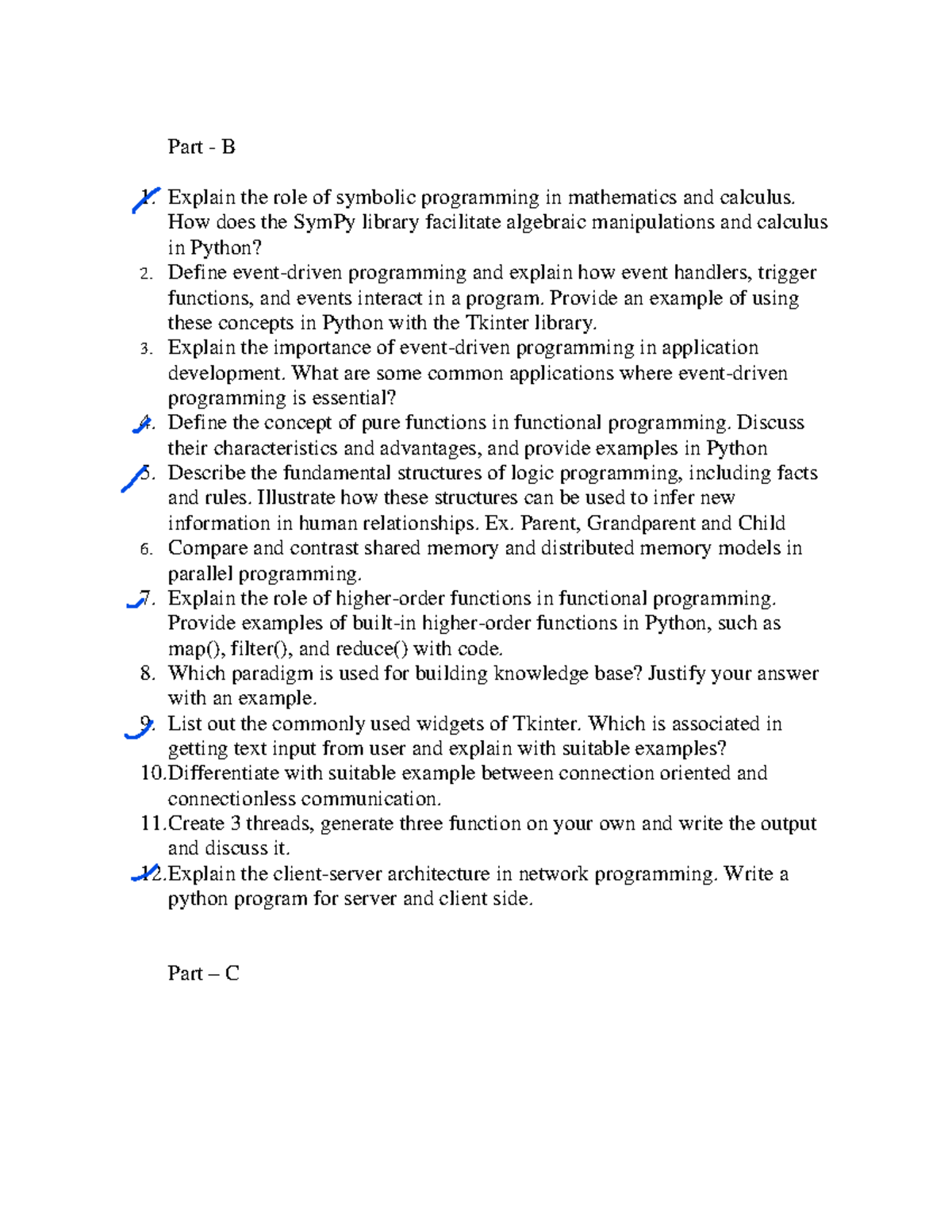 App qp bank - App qp bank - Part - B Explain the role of symbolic programming in mathematics and ...