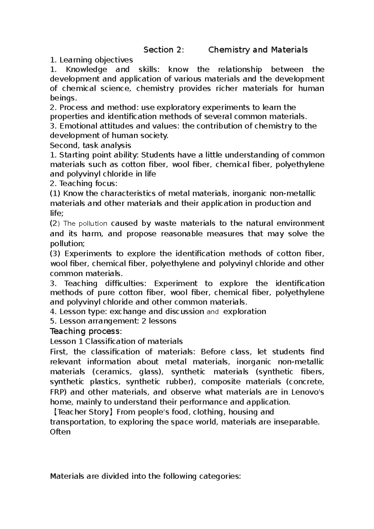 CEM 131-Chemistry and Materials- Week2 - Section 2: Chemistry and ...