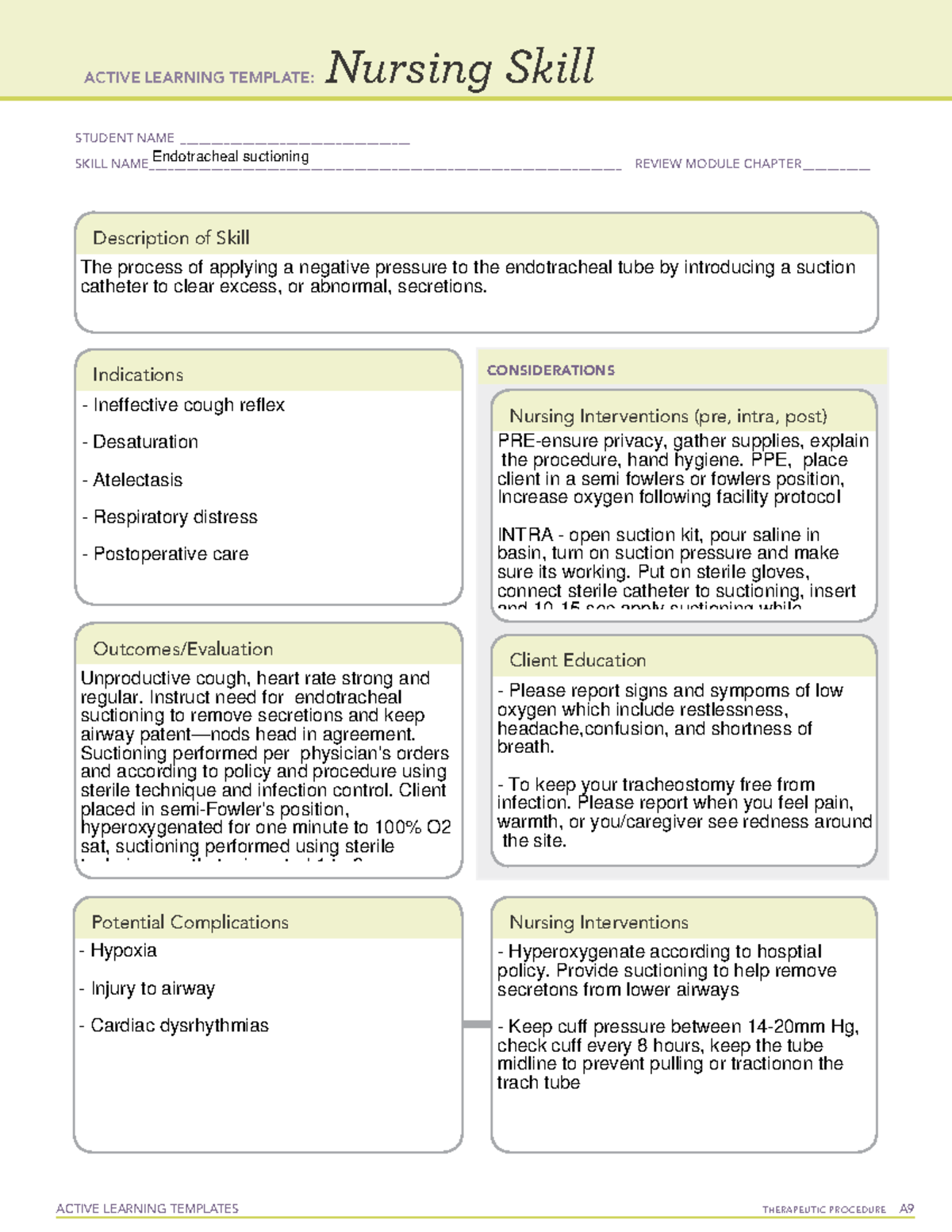 Endotracheal Suctioning - ACTIVE LEARNING TEMPLATES TherapeuTic ...