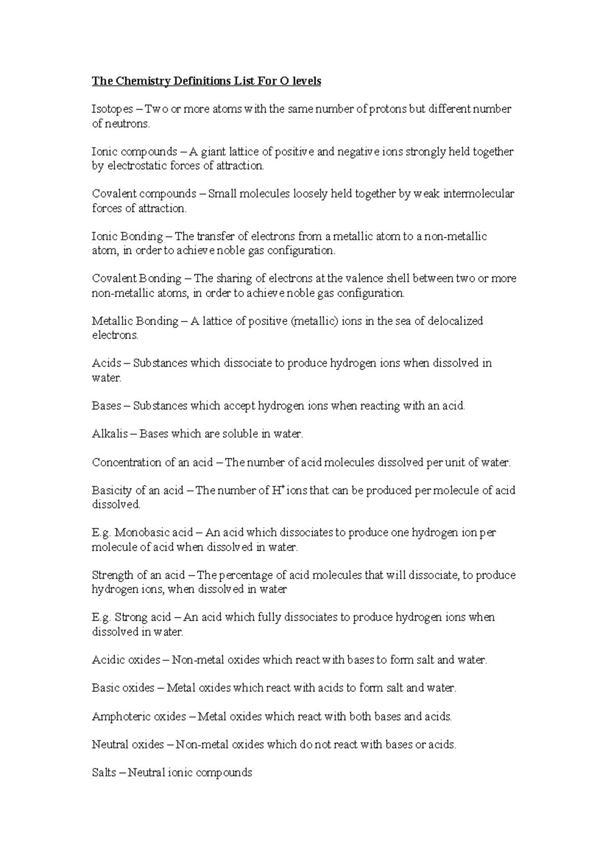 35578380 O Lvl Chem Definitions List - The Chemistry Definitions List ...
