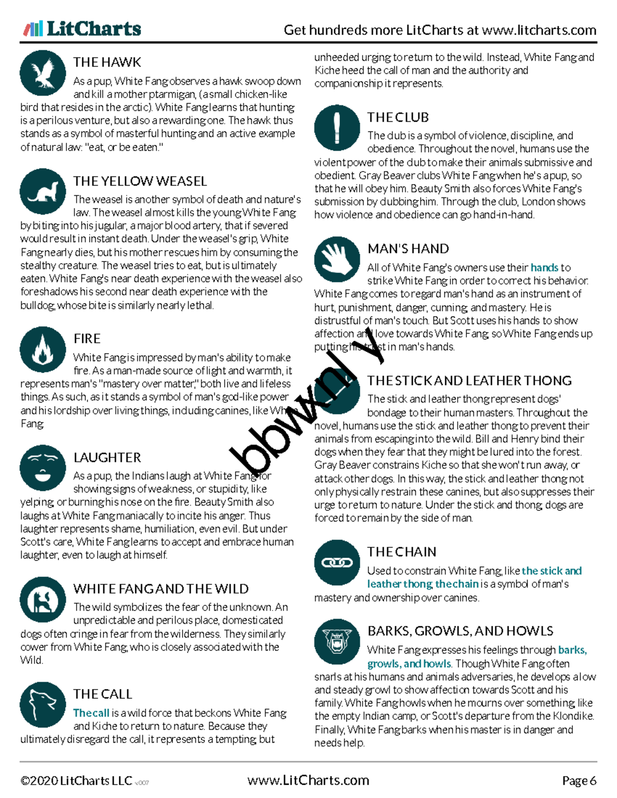 White-Fang-Lit Chart 6 - THE HAWK As a pup, White Fang observes a hawk ...