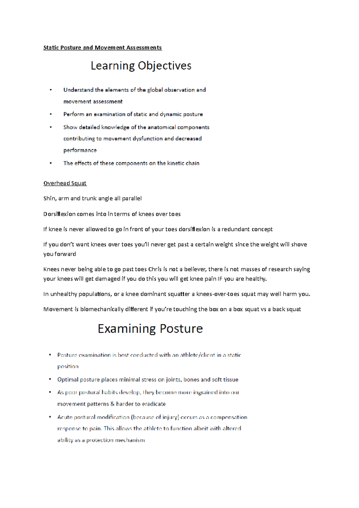 Lecture 1.2-Static Posture and Movement Assessments - Static Posture ...