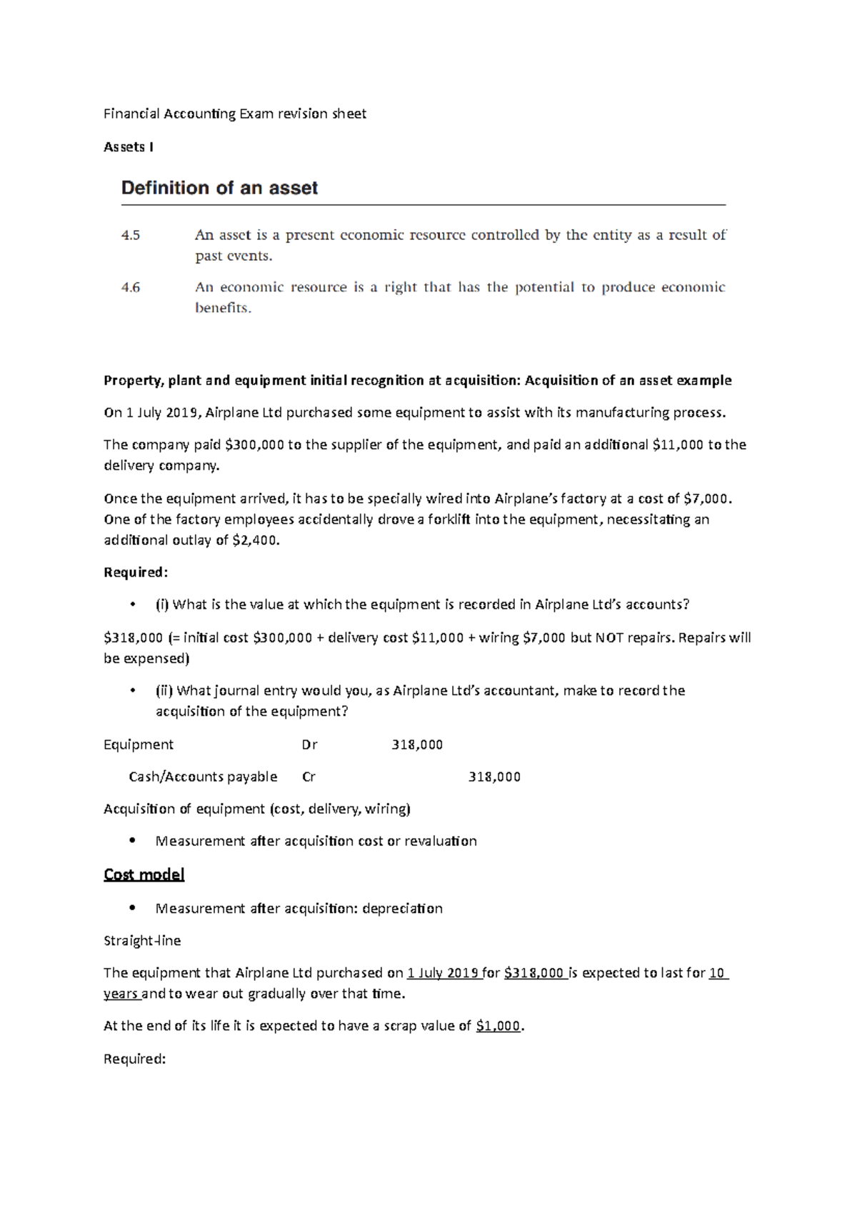 Financial Accounting Exam revision sheet - The company paid $300,000 to ...