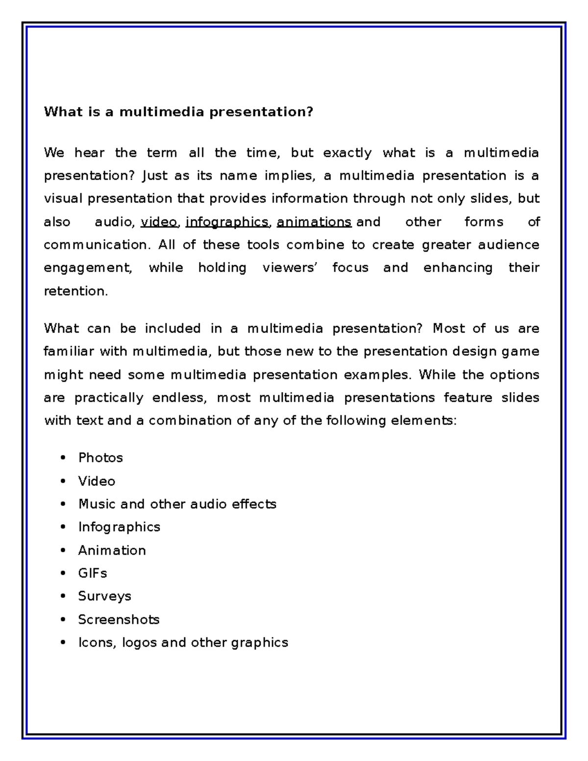 MID-1 - Adavaced Multimedia Technology - What is a multimedia ...