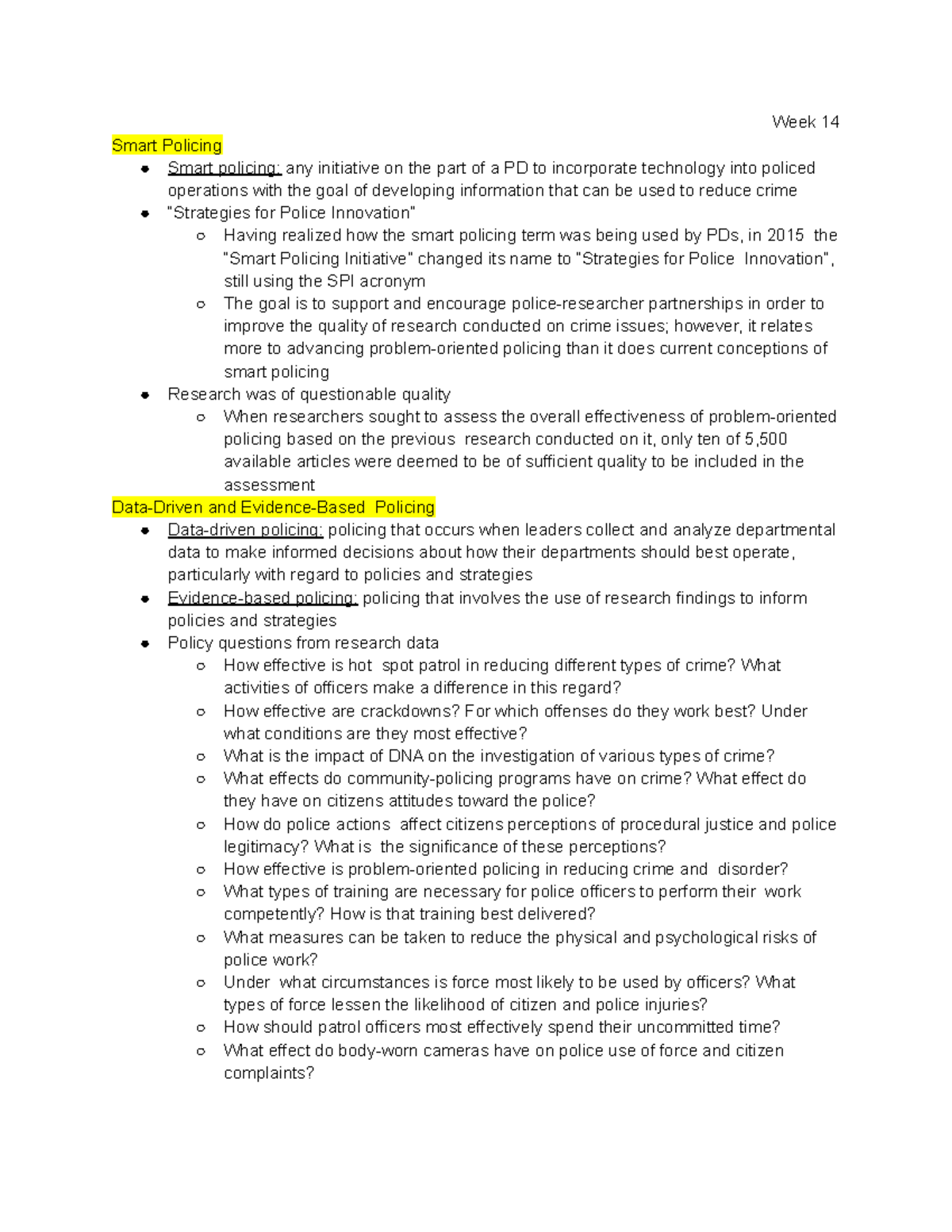 Evidence-Based and Intelligence-Led Policing - Week 14 Smart Policing ...