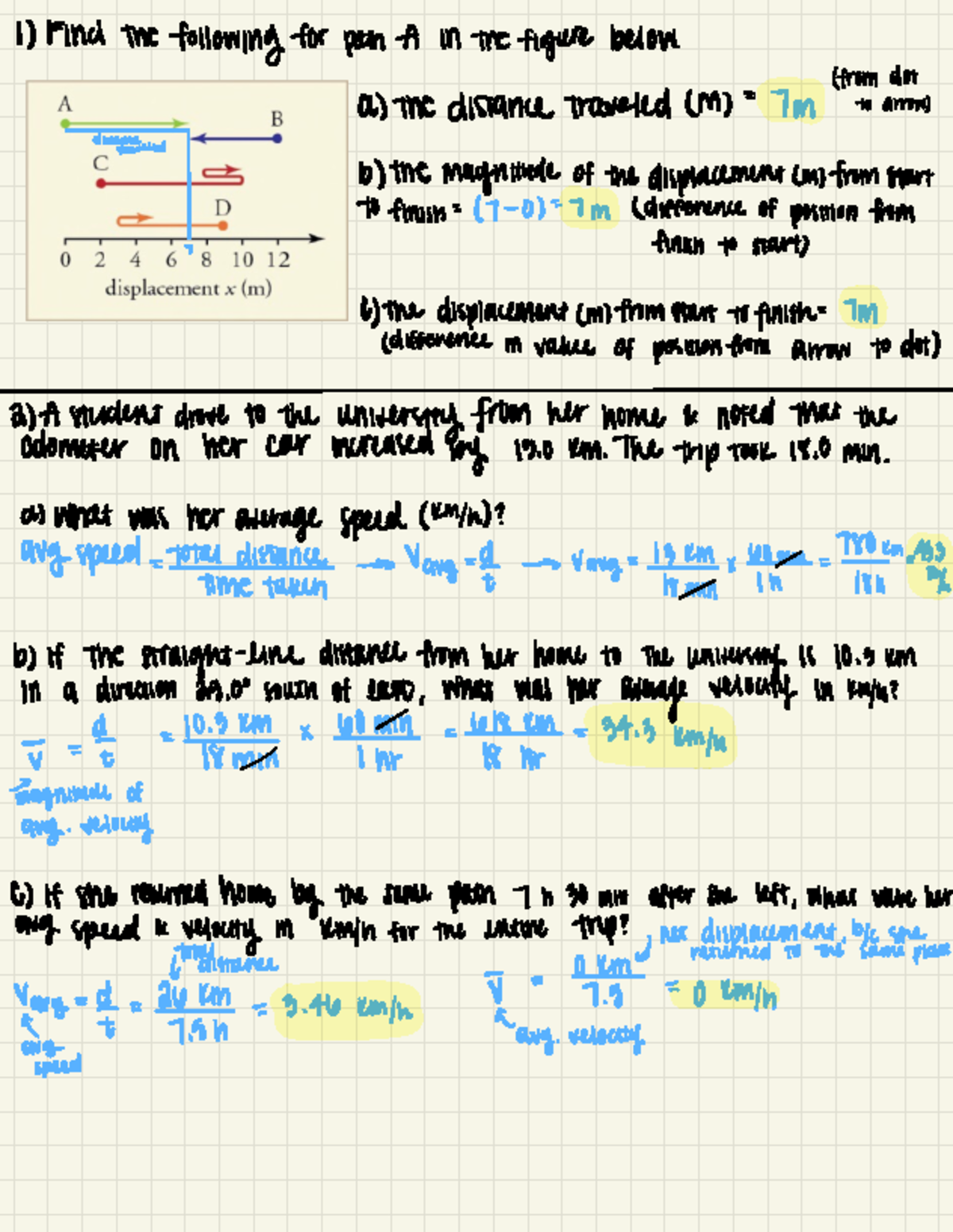 1D Kinematics Webassign - Find the following for path A In the figure ...