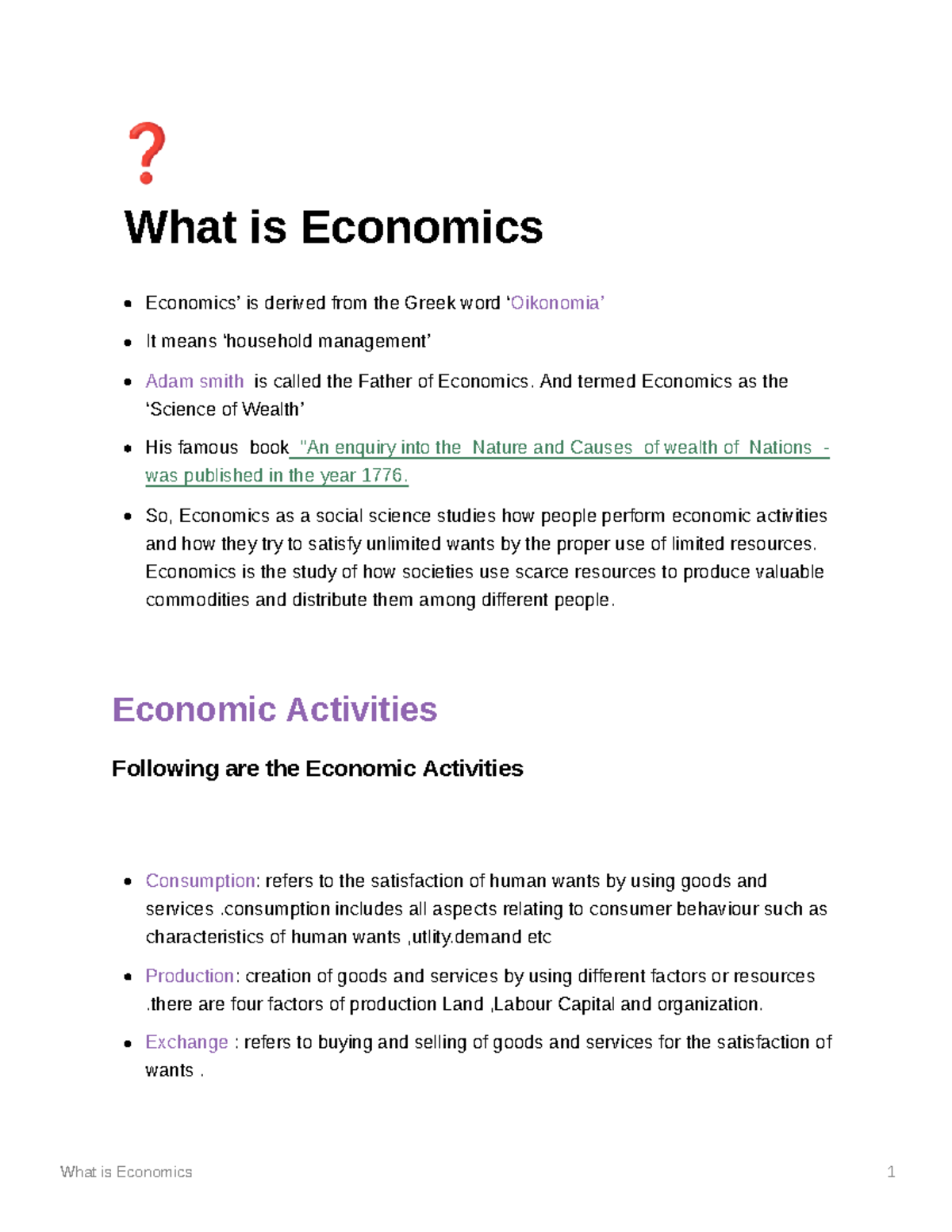 What is Economics - What is Economics Economics’ is derived from the ...
