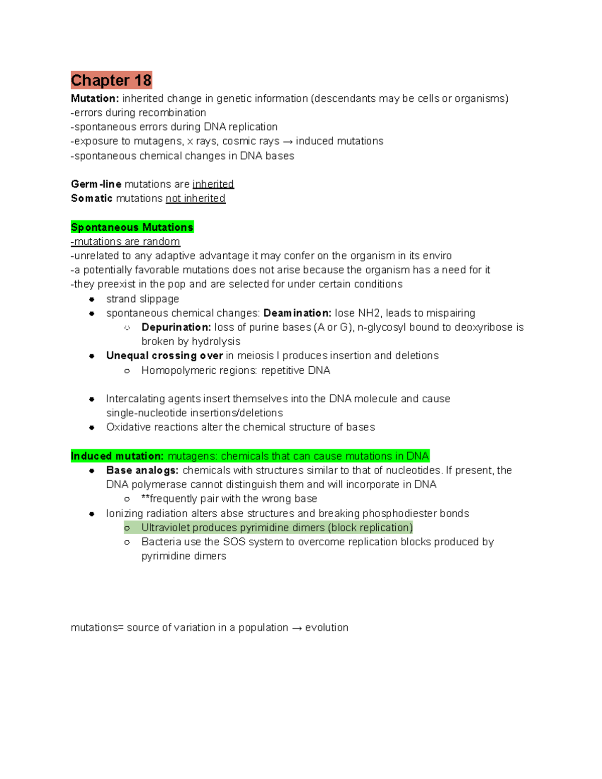 Module 3 - comprehensive lecture notes - Chapter 18 Mutation: inherited ...