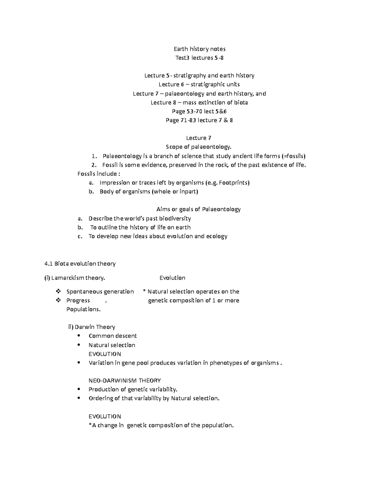 Document - It's an earth history study notes from lectures 6 and 7 ...