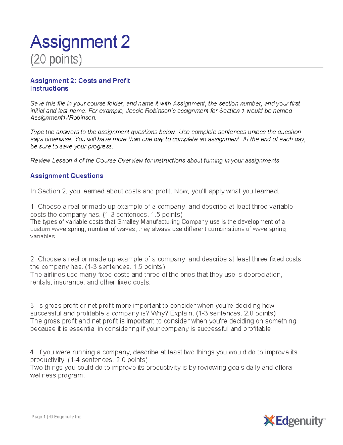 Assignment 2 - EL5732 - info - Page 1 | © Edgenuity Inc Assignment 2 ...