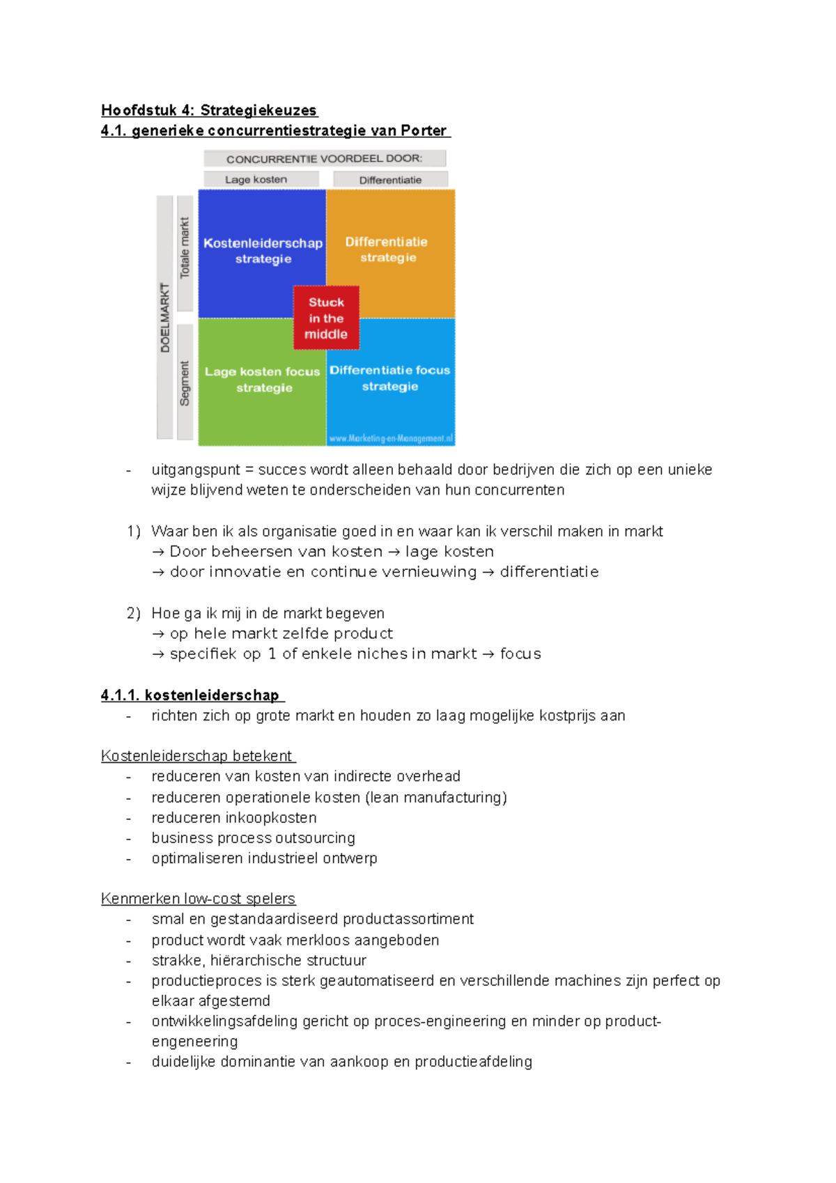 Hoofdstuk 4 Strategiekeuzes - Hoofdstuk 4: Strategiekeuzes 4. generieke ...
